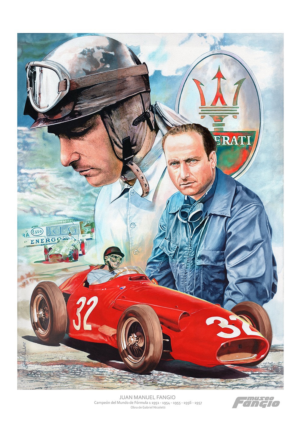 Products Art And Collectibles Posters Juan Manuel Fangio Portrait